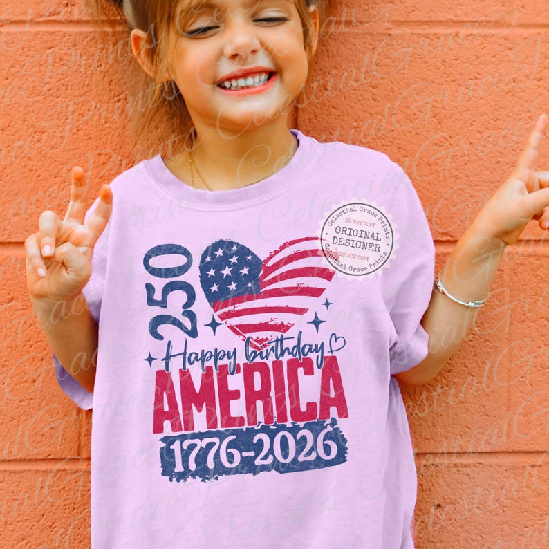 Happy Birthday America 250 PNG, Patriotic Flag Heart Design, USA 1776 ...