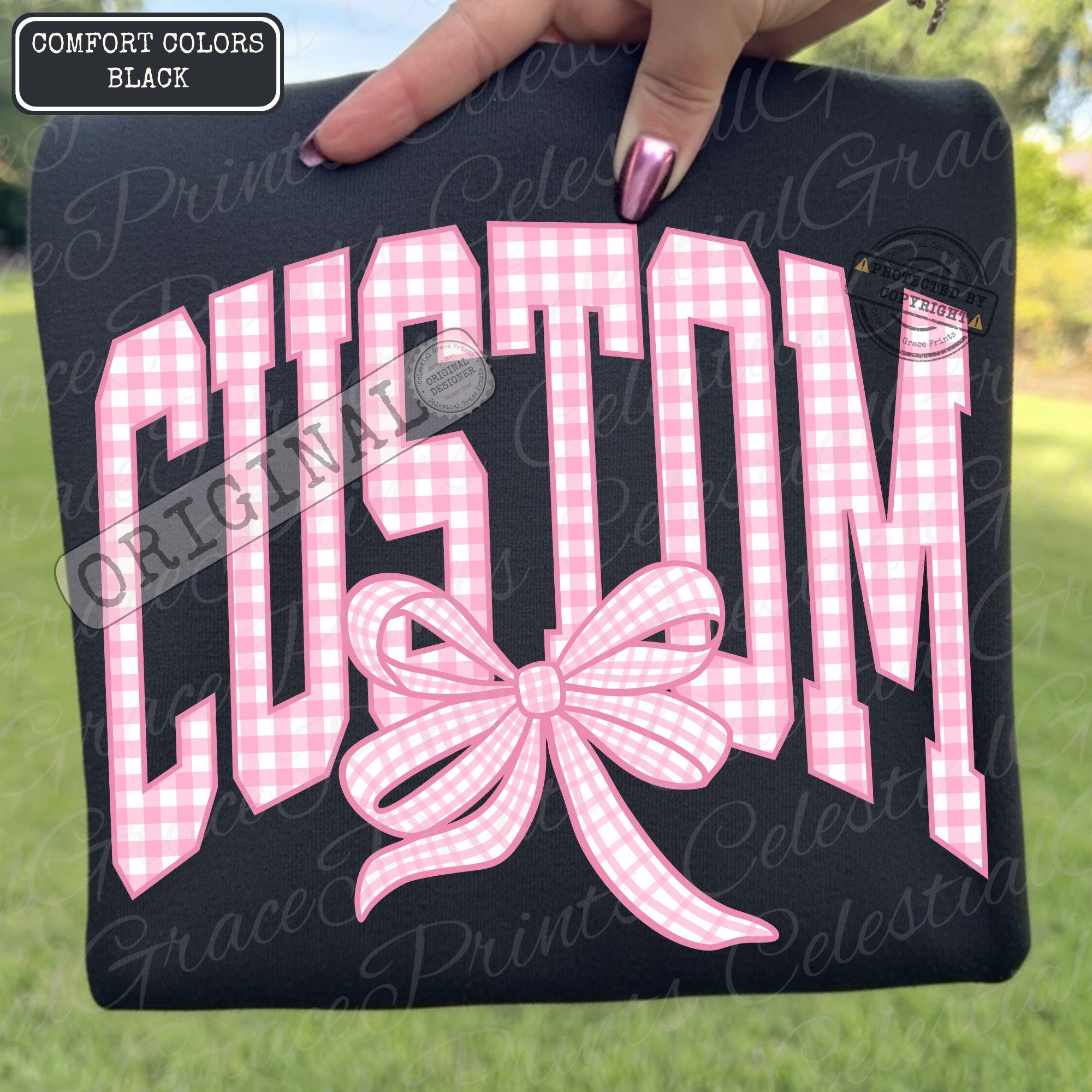 Custom Word Pink Gingham PNG Design, Coquette Bow Clipart, Preppy ...