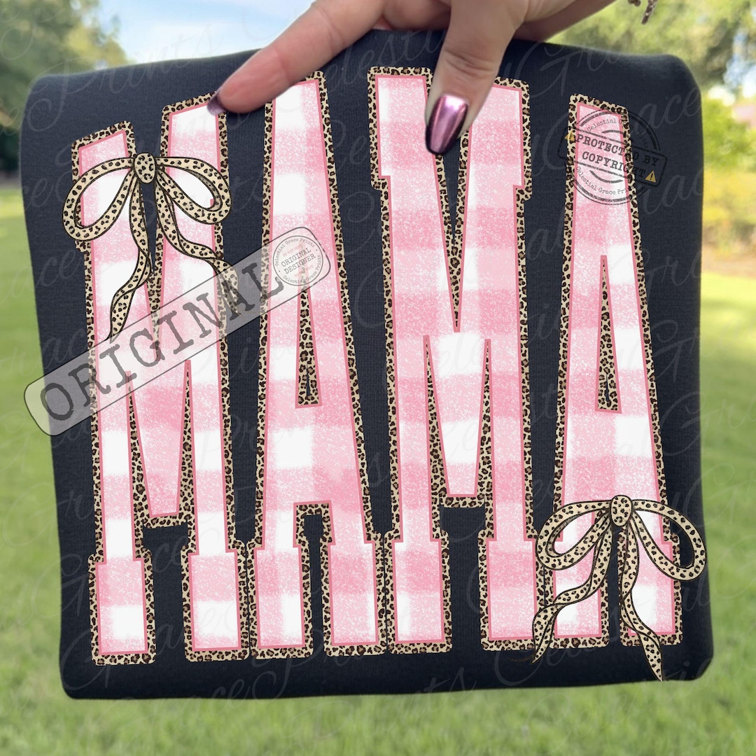 Pink Gingham MAMA PNG, Coquette Bow Mama Design, Preppy Mom Design ...
