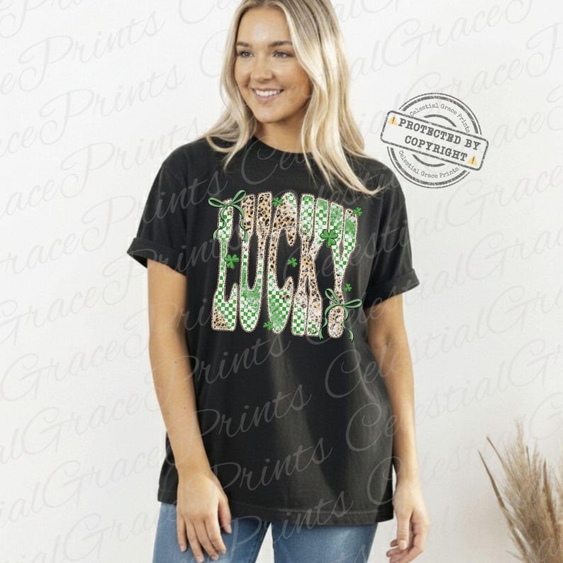 Preppy Lucky Leopard Checkered PNG • Retro Coquette St. Patrick's Day ...