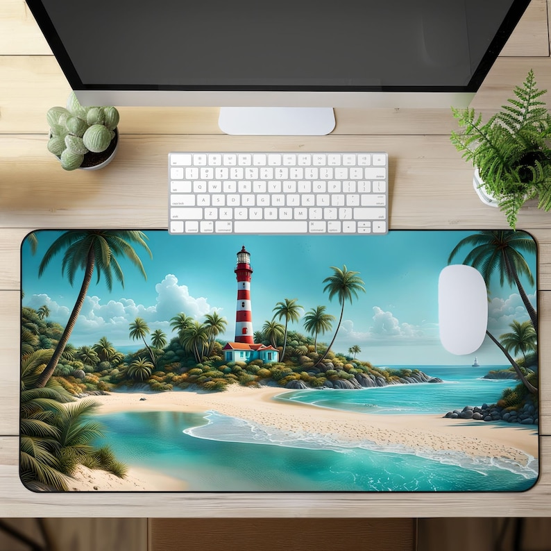 Lighthouse Desk Mat, Office Decor Desk Mat, Extended Keyboard Mat ...