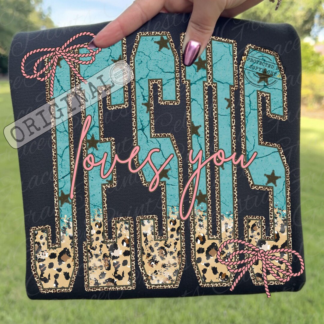 Western Jesus Loves You Leopard PNG, Coquette Cowgirl Religious Png ...