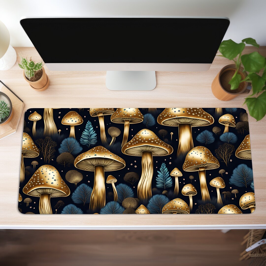 Cottagecore Mushroom Desk Mat, Office Decor Desk Mat, Extended Keyboard ...