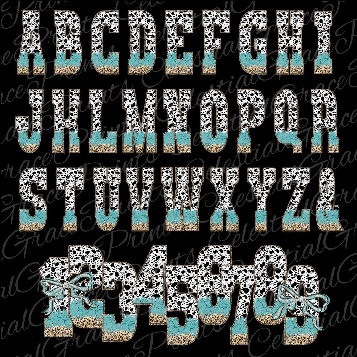 Western Cow Print Leopard Alphabet PNG, Coquette Varsity Letters ...