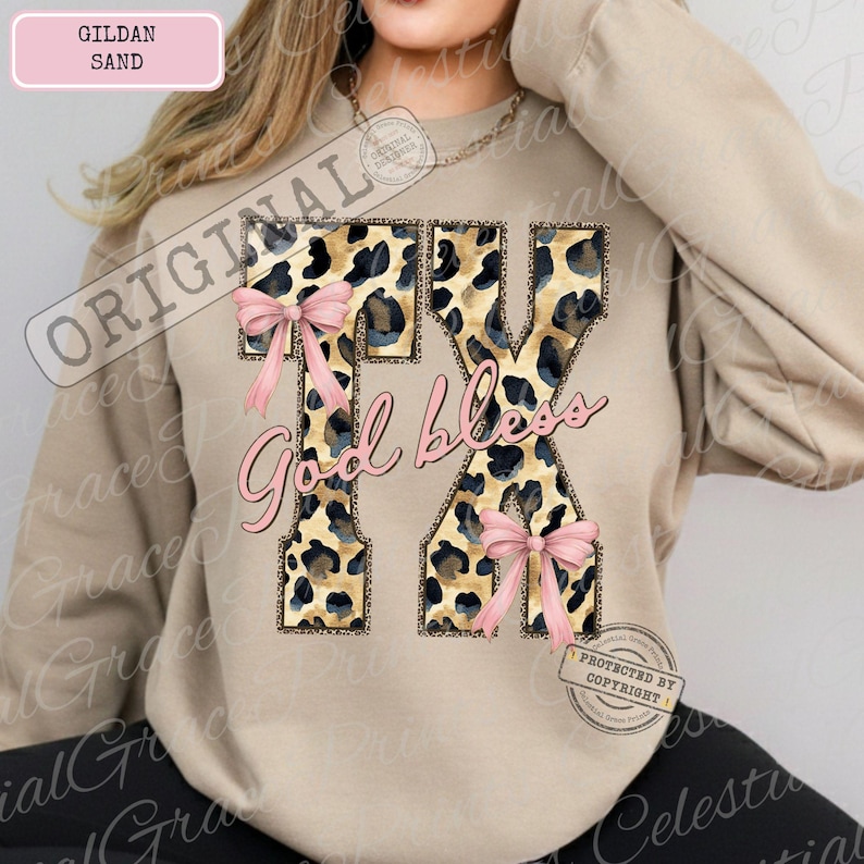 Preppy Texas State Png, God Bless TX Coquette Leopard State Pride ...
