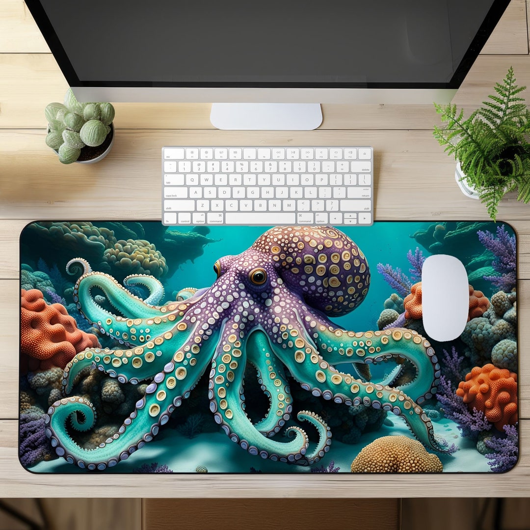 Under the Sea Octopus Desk Mat, Office Decor Desk Mat, Extended ...