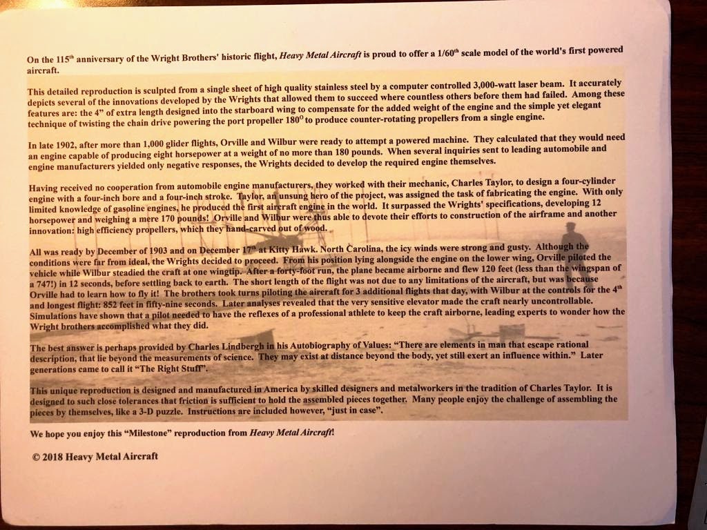 Wright Brothers 1903 Flyer Model - Etsy