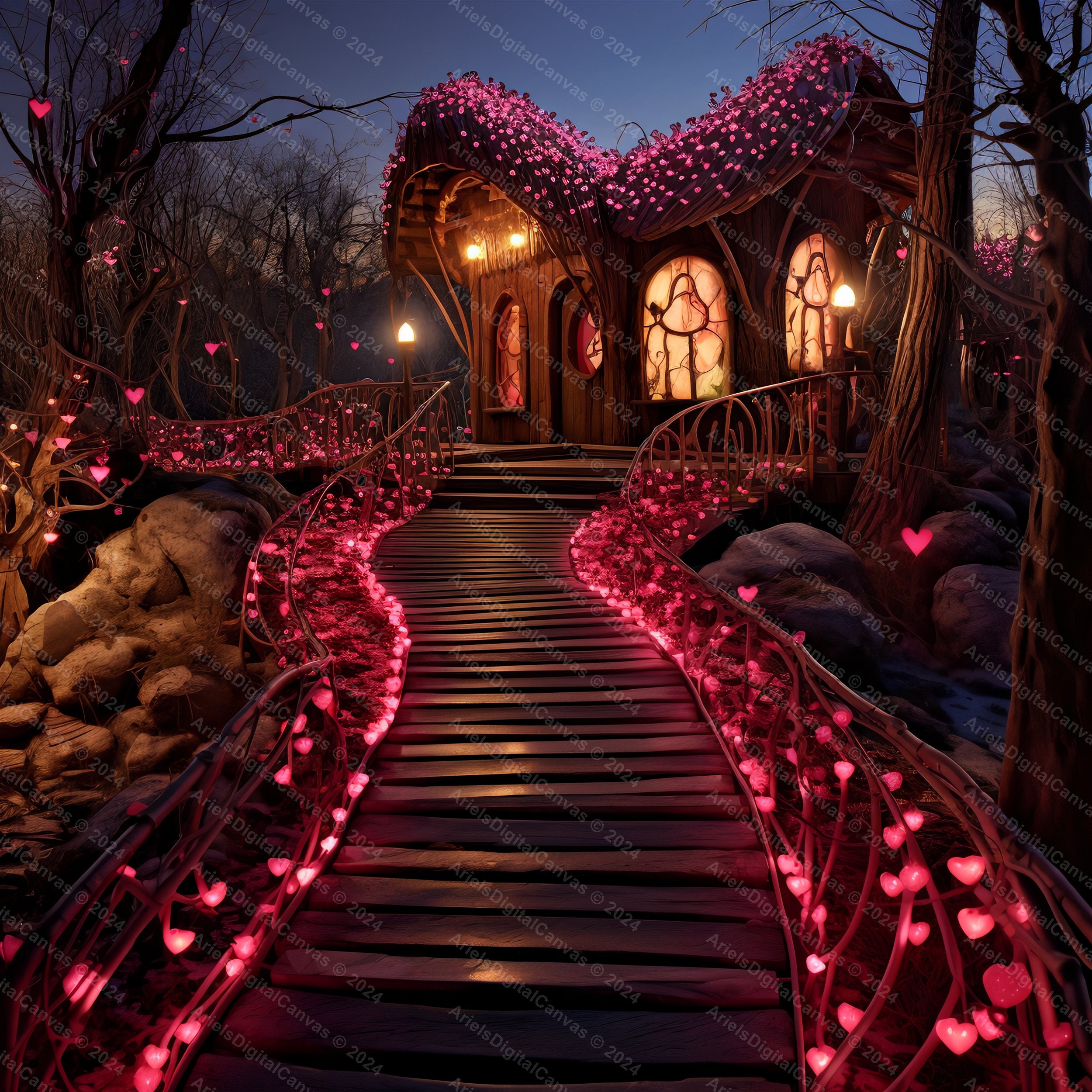 Romantic Secret Pathways Digital Paper Perfect for Valentine Crafts and ...