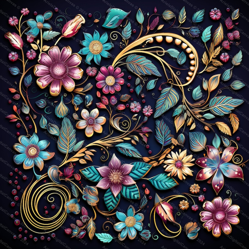 Elegant Scrapbooking Digital Paper Unique Design Vibrant Colors ...