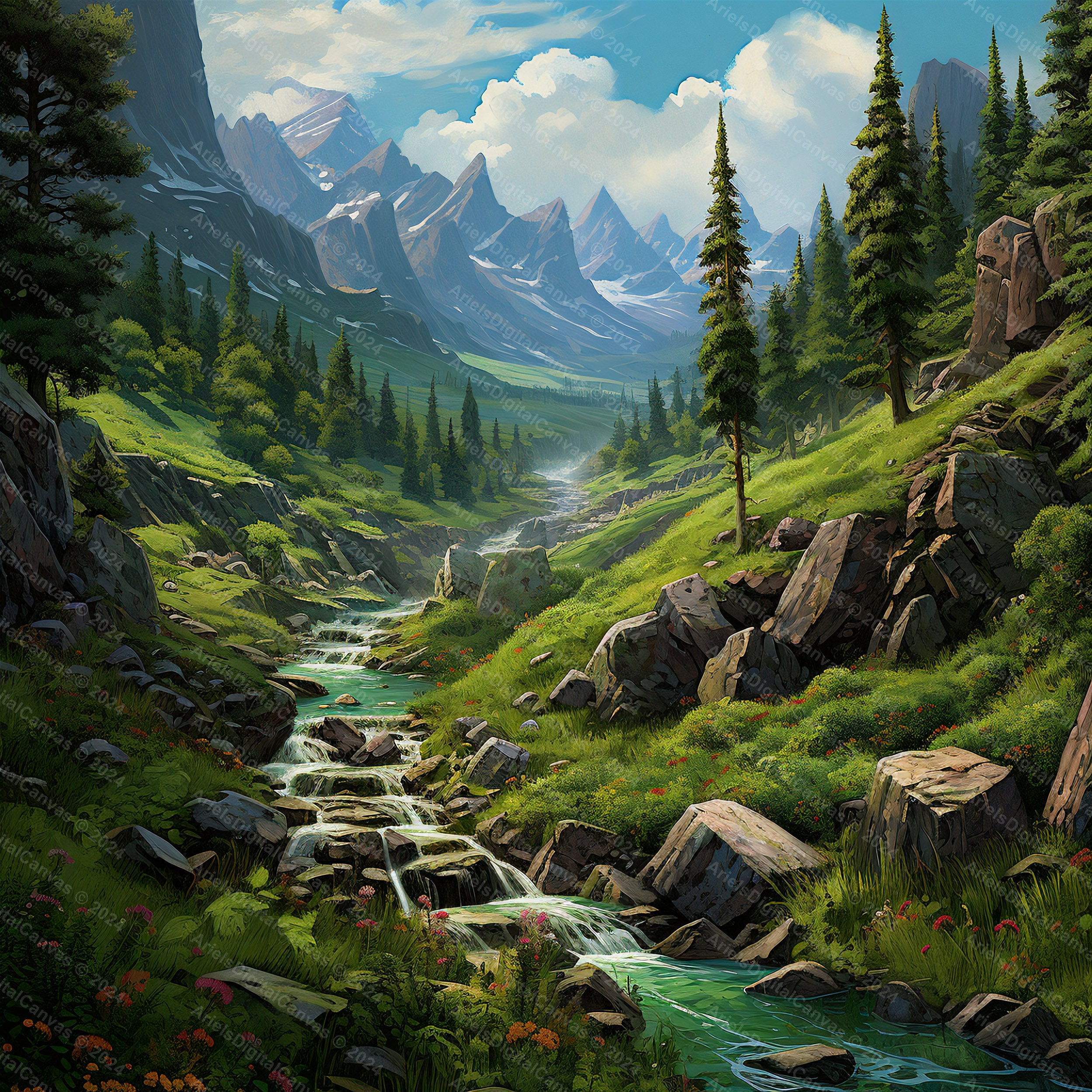 Digital Paper Printable Art Background Scrapbooking Majestic Mountain ...