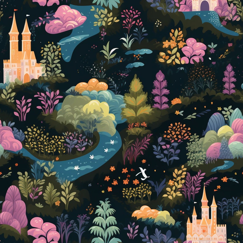 Digital Art, Instant Download, Enchanting Fairytale Dreams Seamless ...