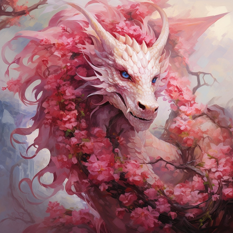 Majestic Pink Dragon Impressions Whimsical Fantasy Digital Creation ...