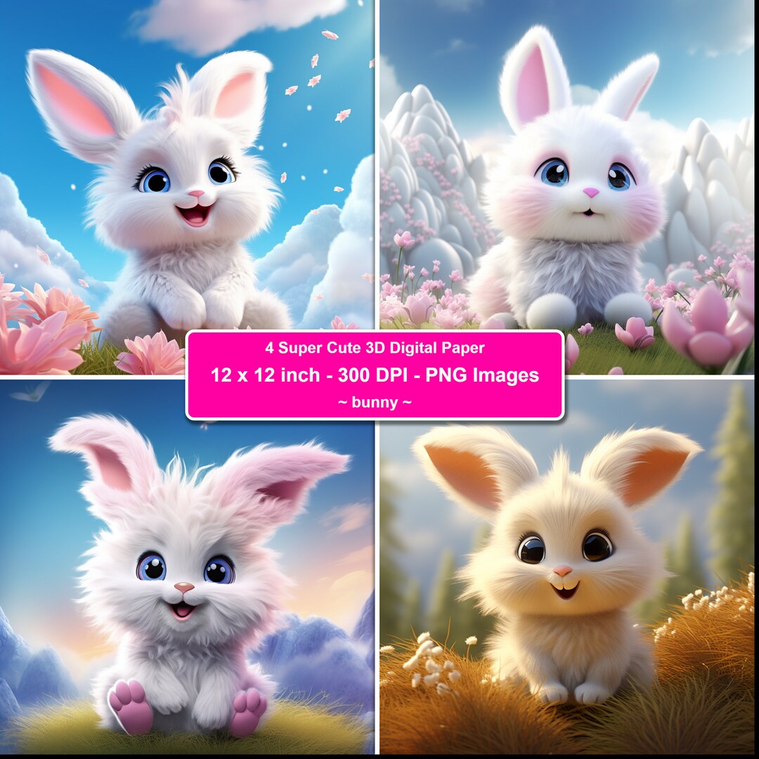 Adorable Bunny Digital Paper High-quality Cute Rabbit Pattern for ...