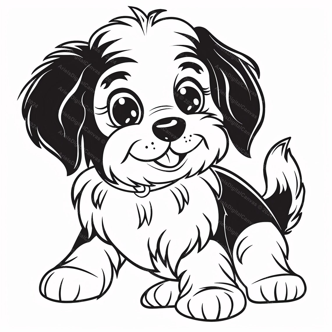 Printable Cute Puppy Coloring Page for Kids - Etsy