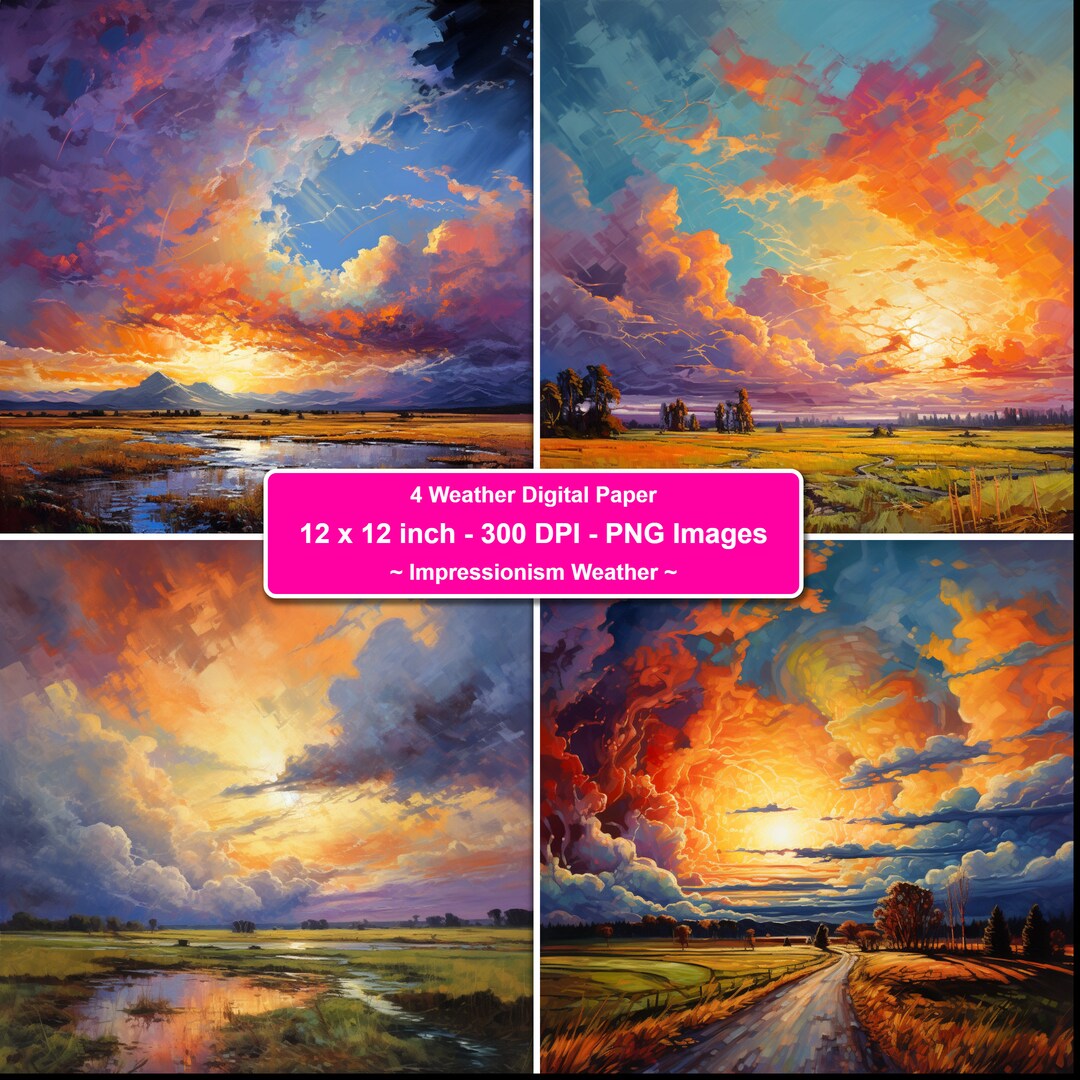 Impressionist Weather Digital Illustration Unique Atmospheric Design ...