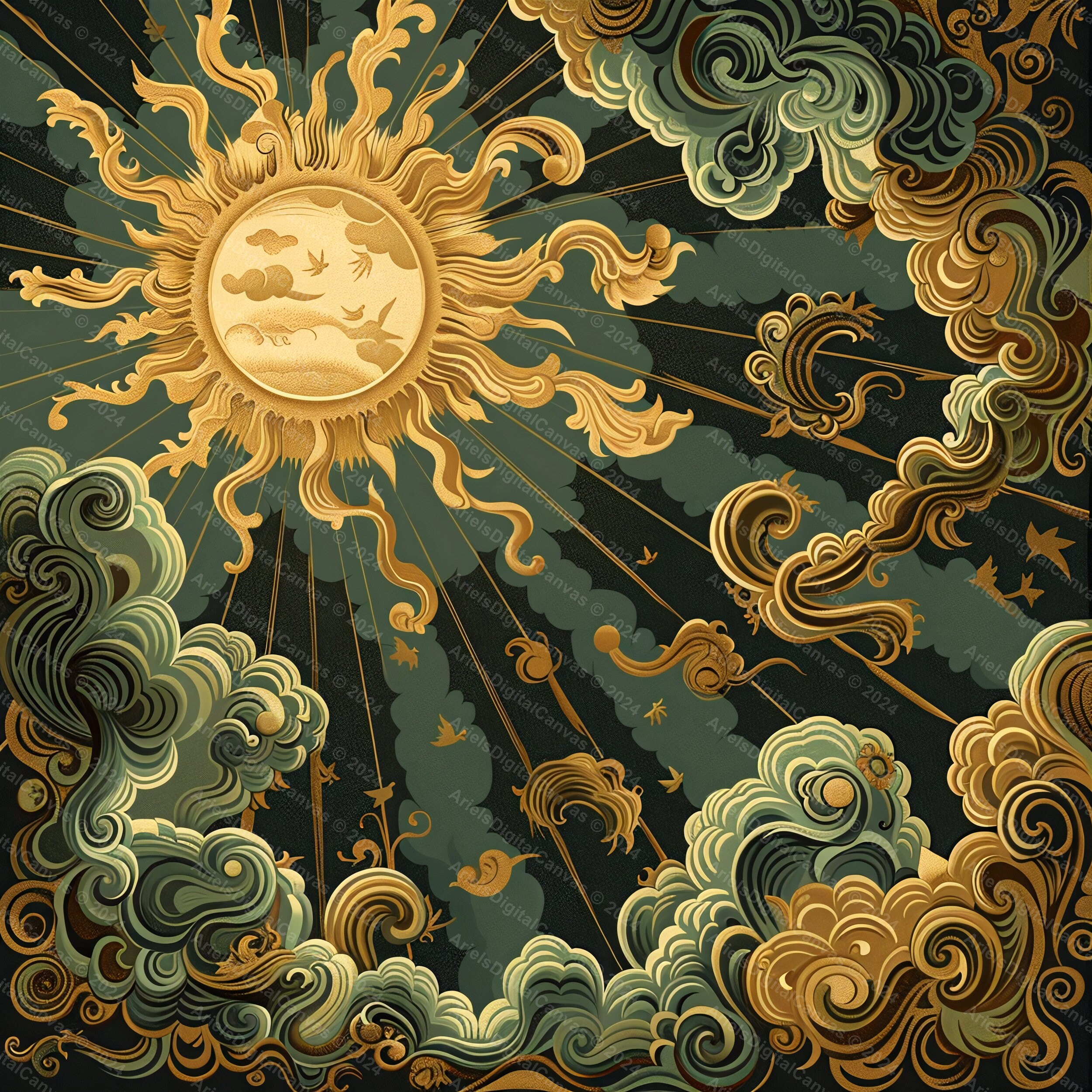 Baroque Inspired Weather Elements Digital Paper Perfect for Crafting ...