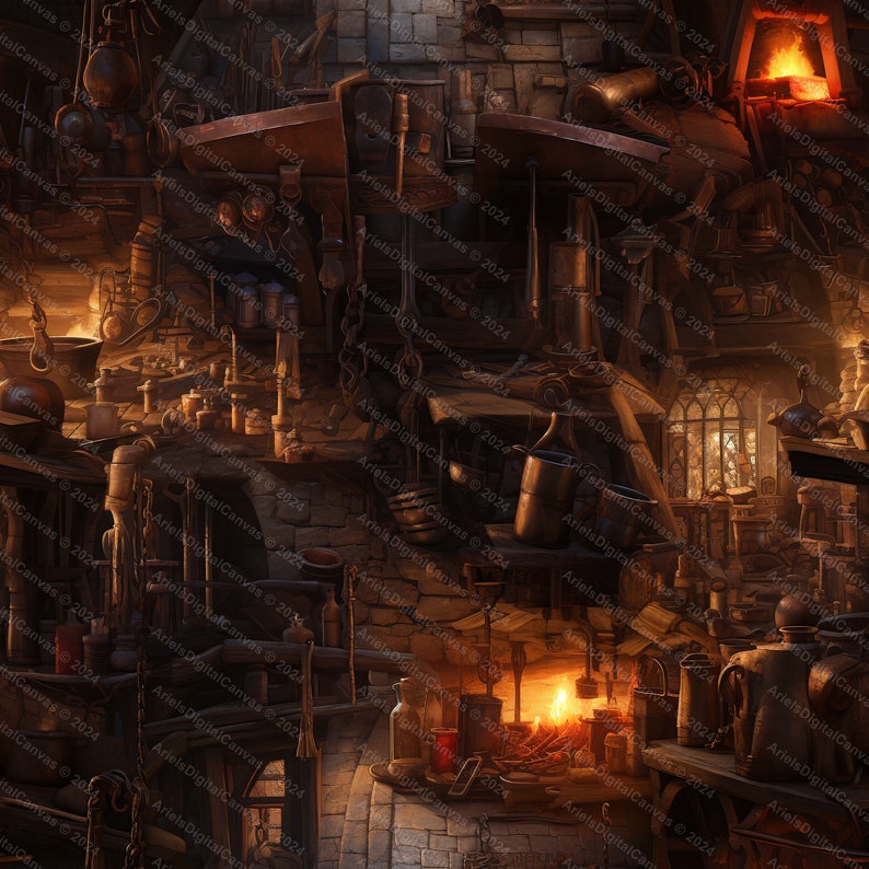 Seamless Metalwork Pattern Design Intricate Smithing Details High ...