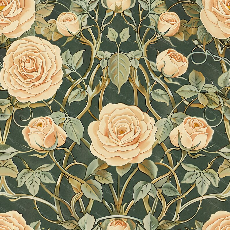Elegant Rose Pattern Design Luxurious Floral Wallpaper Chic Rose ...