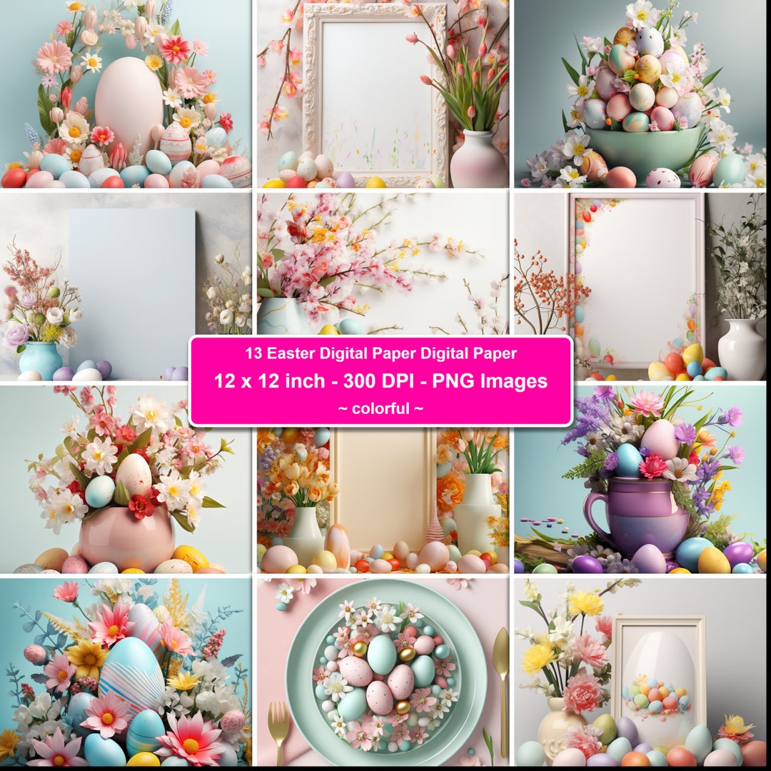 Easter Egg Digital Paper Printable Scrapbook Paper Easter Cards Digital ...