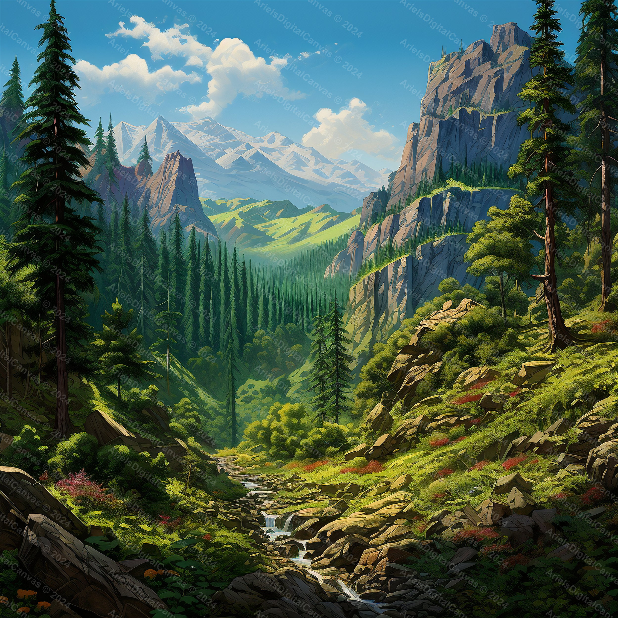 Digital Paper Printable Art Background Scrapbooking Majestic Mountain ...