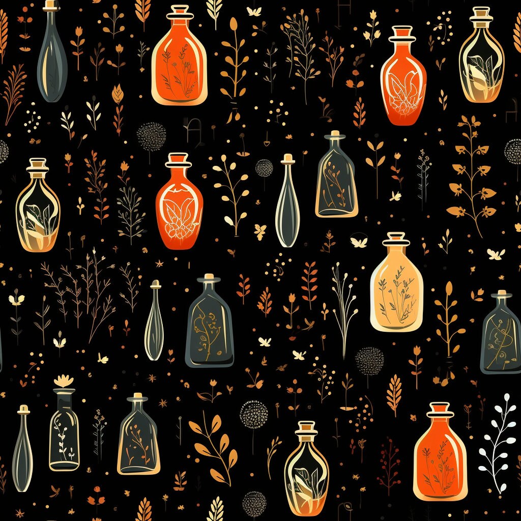 Instant Download Charming Potion Bottles Seamless Pattern Design ...