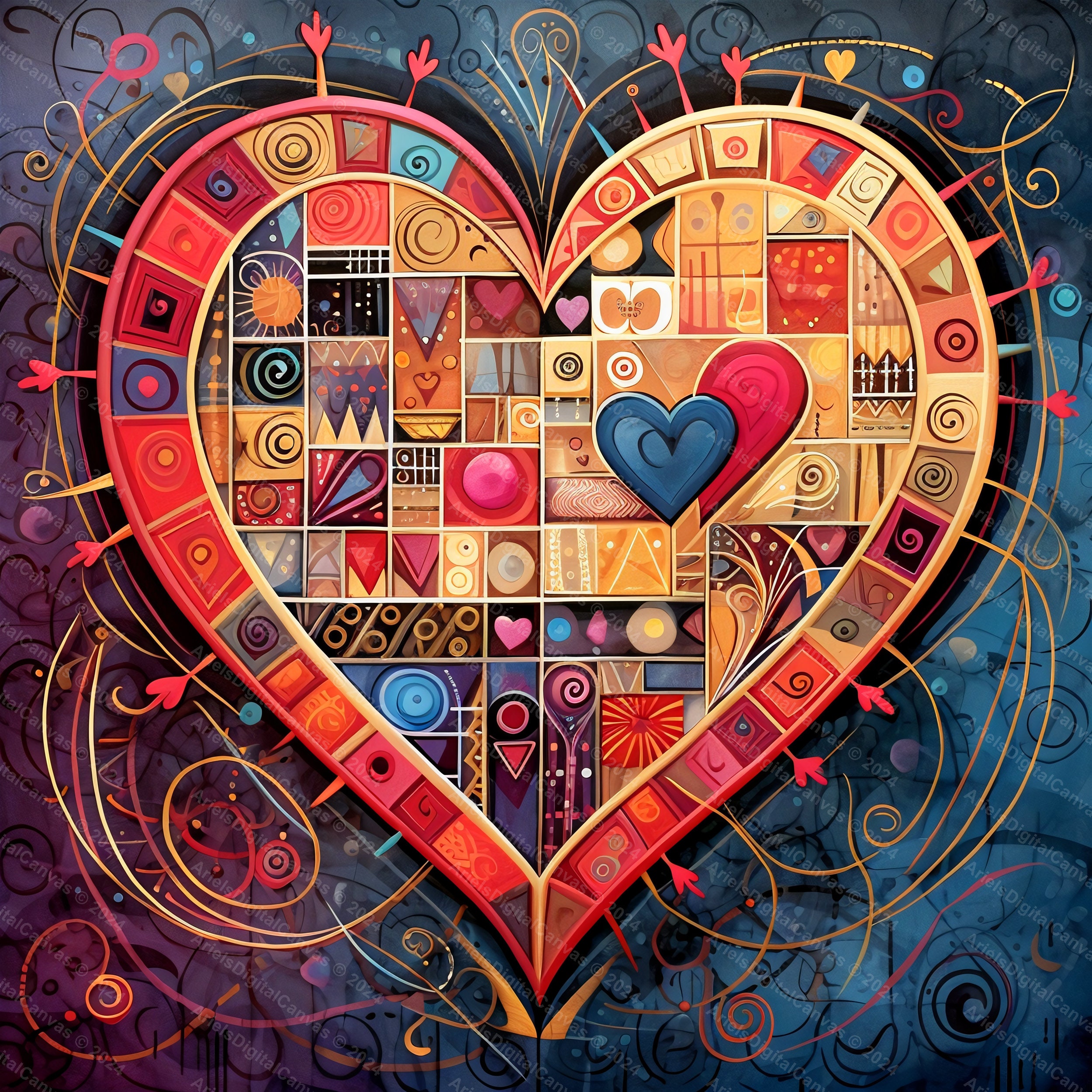 Valentine's Day Love Heart Digital Paper Vibrant Romance Themed Design ...