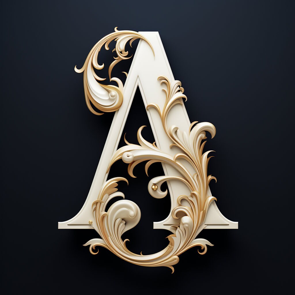 Alphabet Letter A Digital Paper Sophisticated Design Capital A Monogram ...