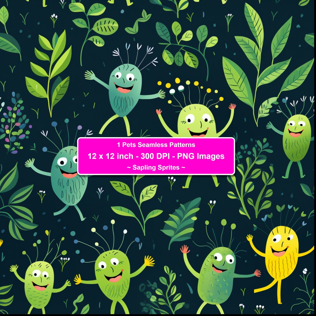 Nursery Room Decor Enchanting Sapling Sprite Seamless Pattern for ...