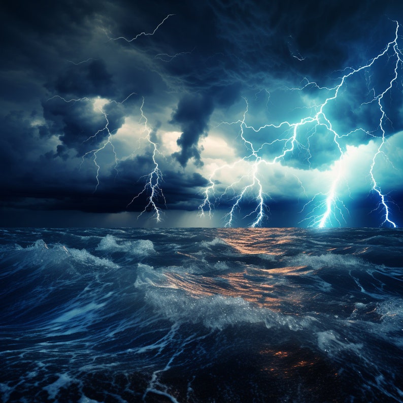 Instant Download Dramatic Weather Digital Paper Lightning Storm Over ...