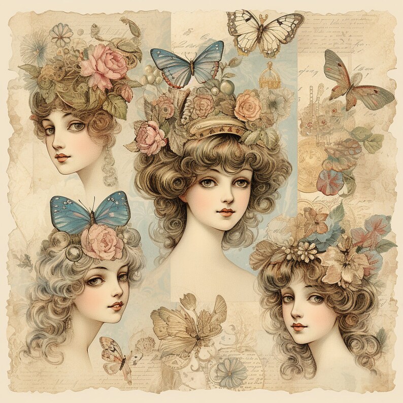 Charming Victorian Scrapbook Design Whimsical Fairy Tale Digital Paper ...