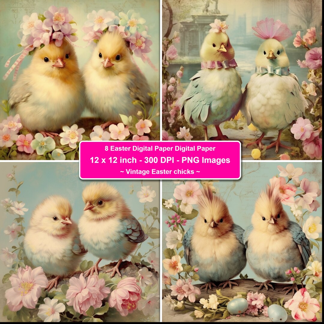 Easter Chicks Digital Paper Yellow Chicks Digital Paper Celebration ...