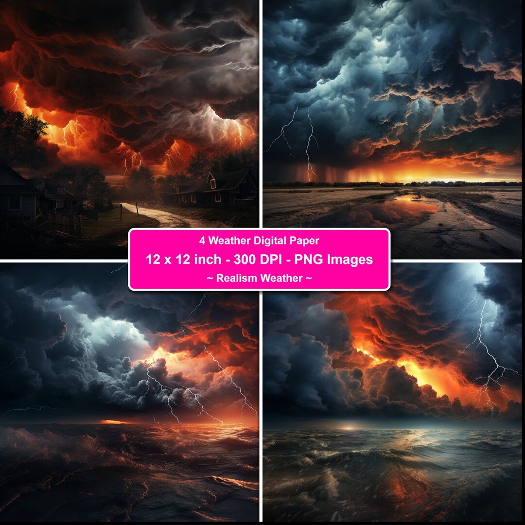 Dynamic Weather Elements Realistic Digital Design Vibrant Stormy Sky ...
