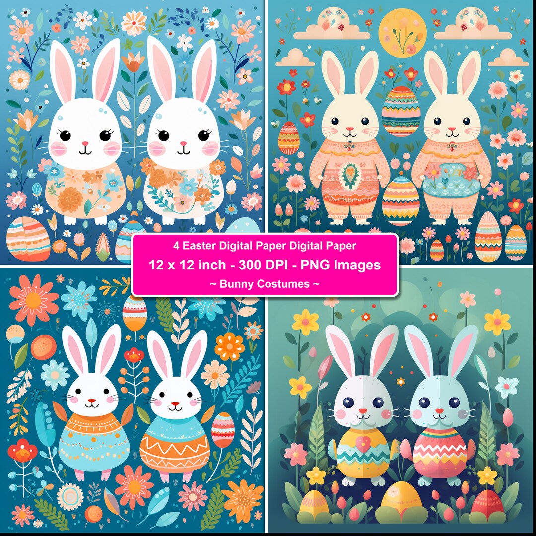 Easter Bunny Digital Paper Kids Room Digital Paper Baby Bin Digital ...