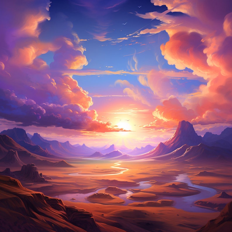 Stunning Desert Vistas Digital Paper Vibrant Weather Theme Unique ...