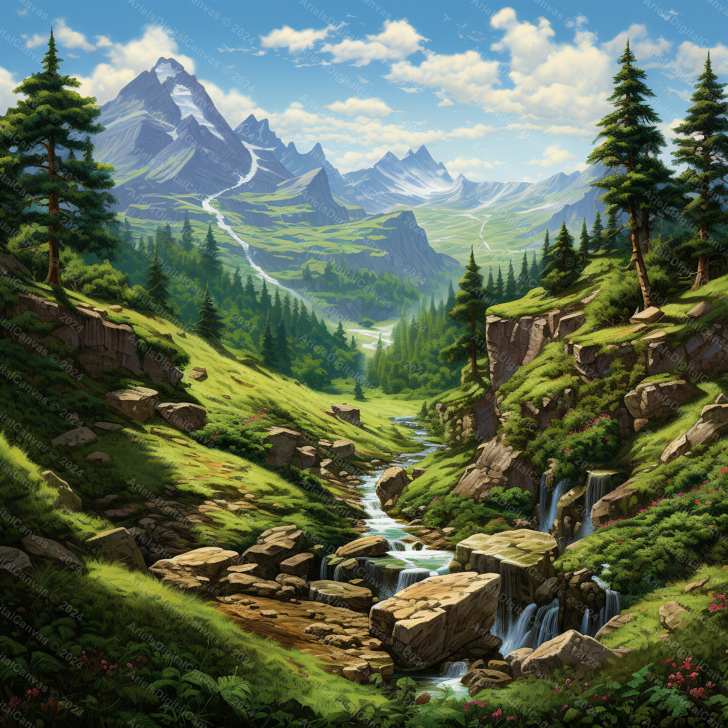 Digital Paper Printable Art Background Scrapbooking Majestic Mountain ...