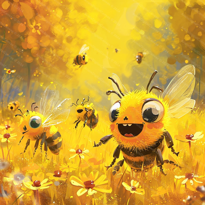 Adorable Bee Digital Paper High-quality Cute Bee Design for ...