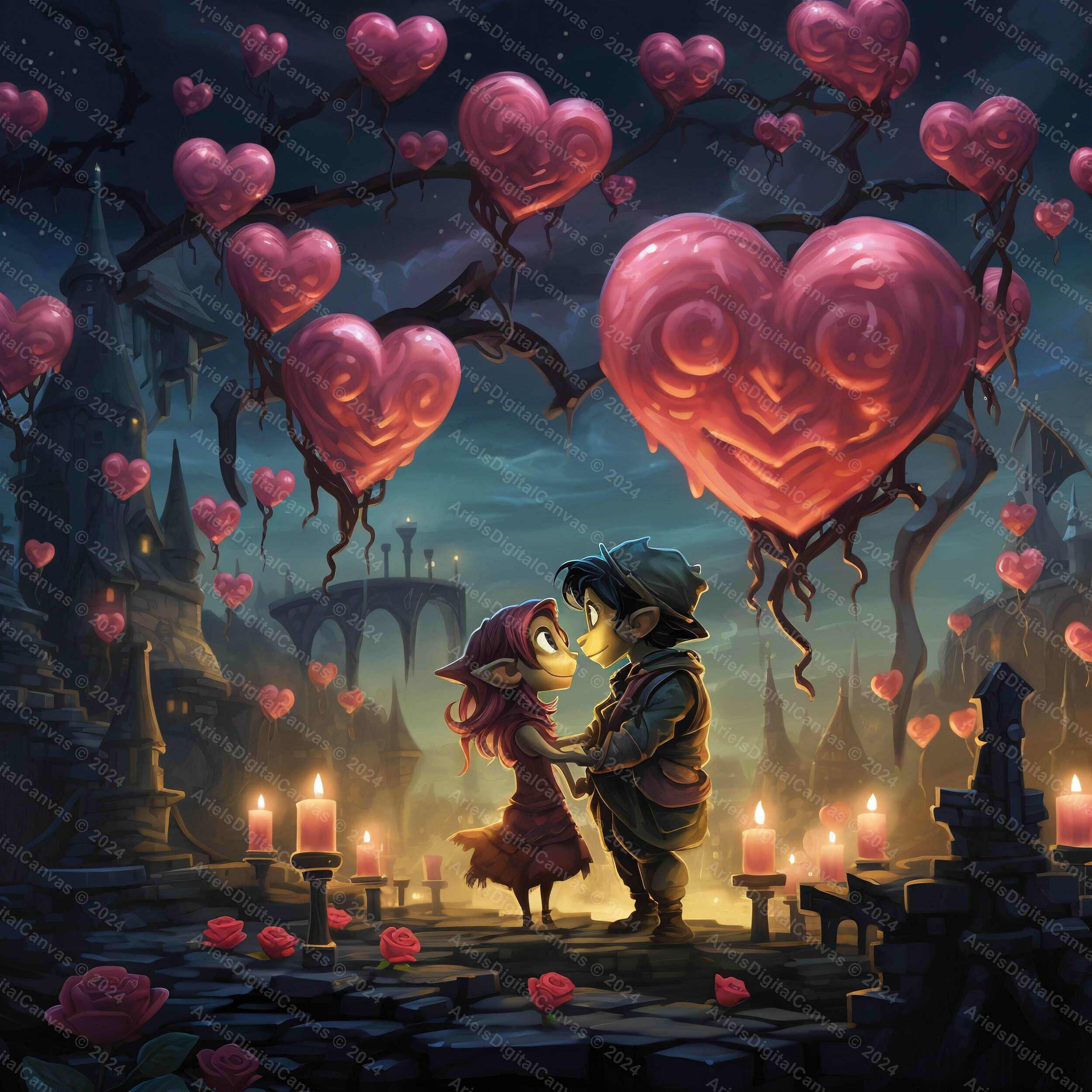 Romantic Goblin Roses Digital Paper Valentine's Day Love Themed ...