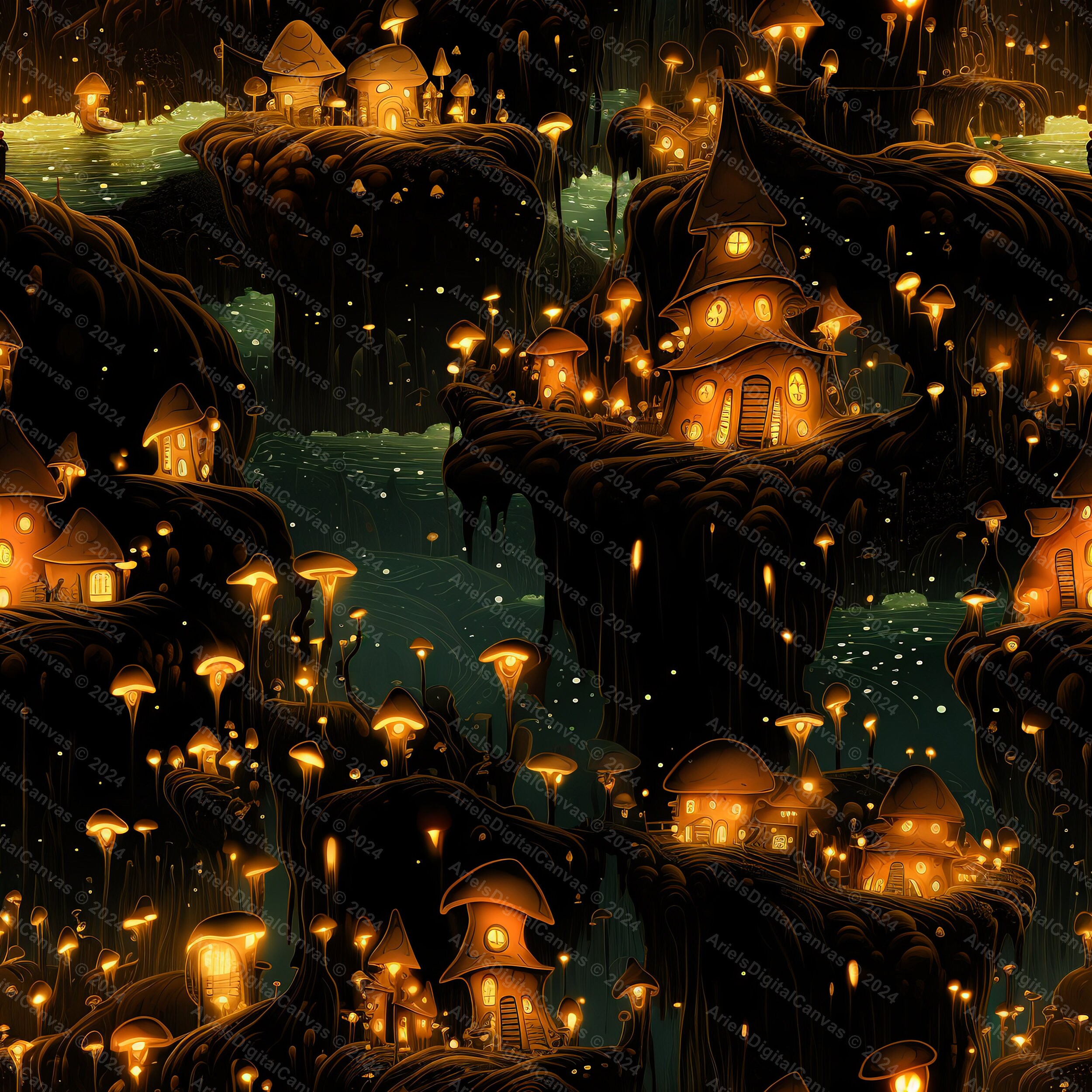 Enchanted Goblin Village Seamless Pattern Design for Creative Projects ...