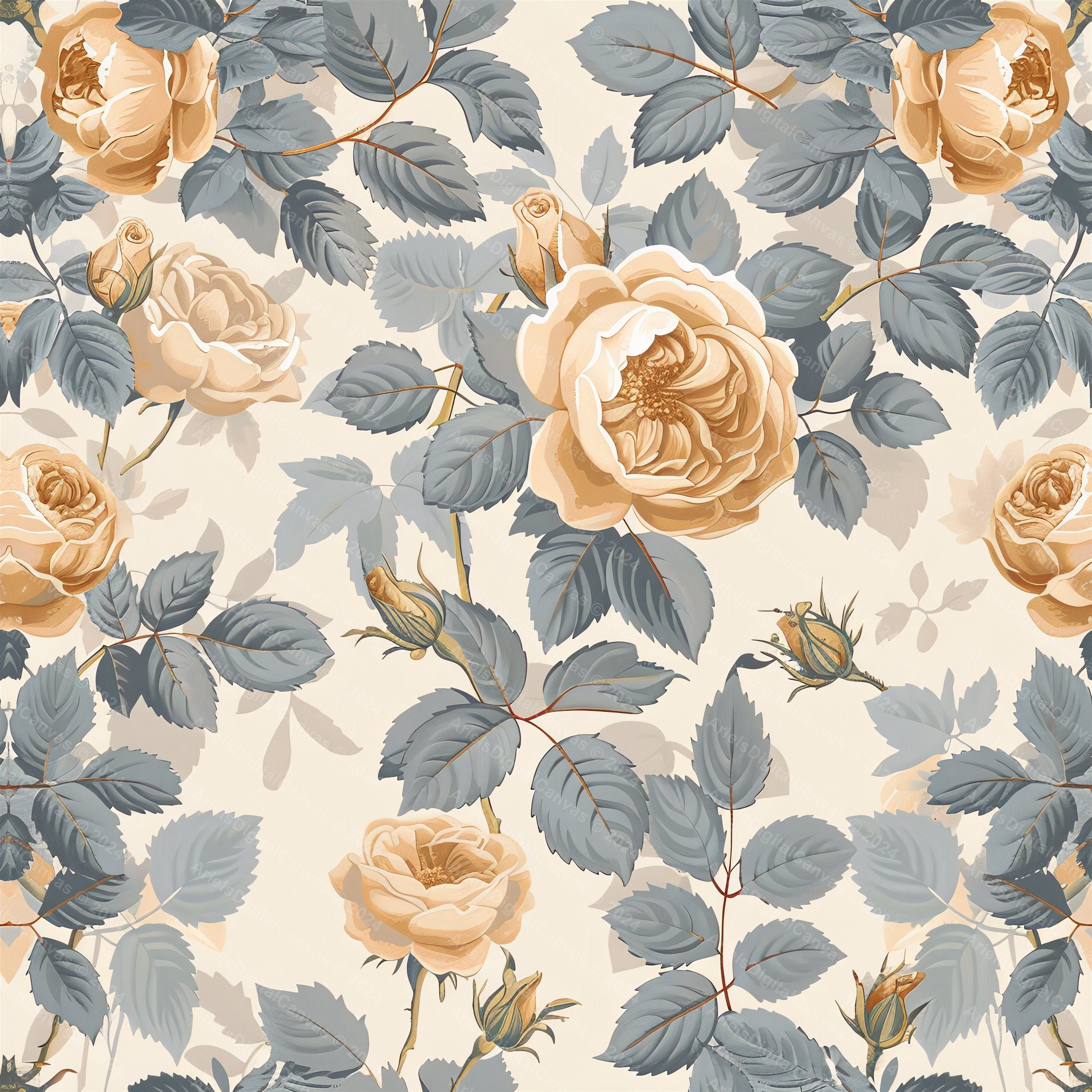 Rustic Farmhouse Rose Seamless Pattern for Cozy Home Decor Wallpaper ...