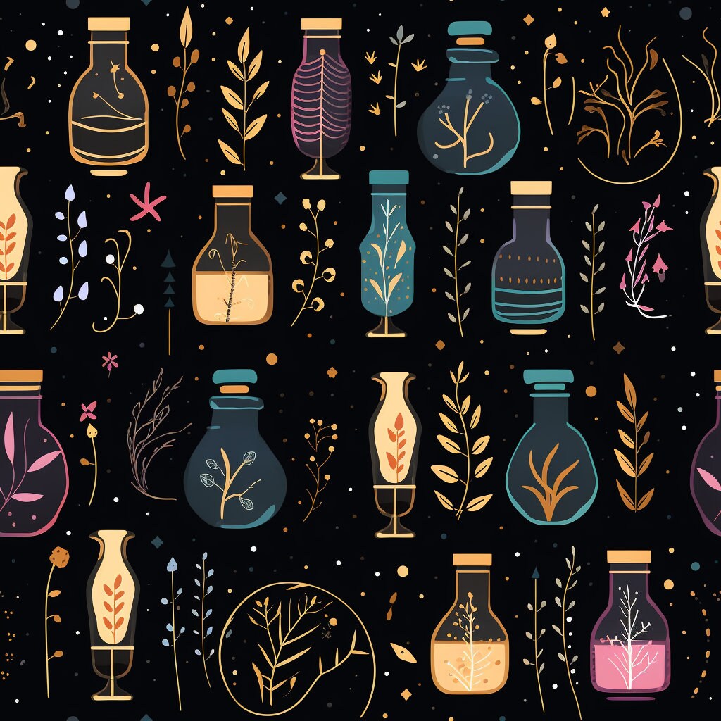 Instant Download Charming Potion Bottles Seamless Pattern Design ...