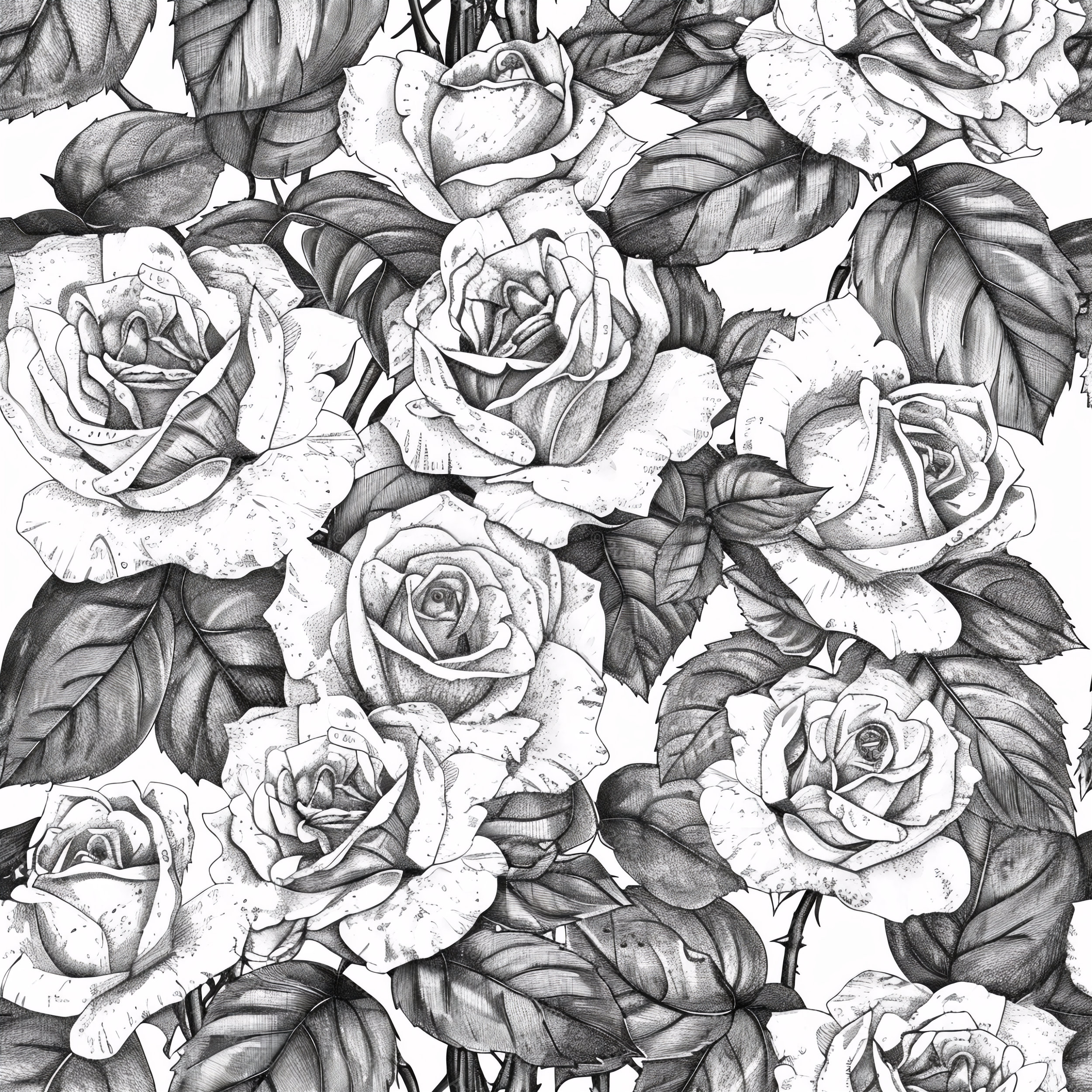 Black and White Rose Seamless Pattern for Luxurious Design Projects ...