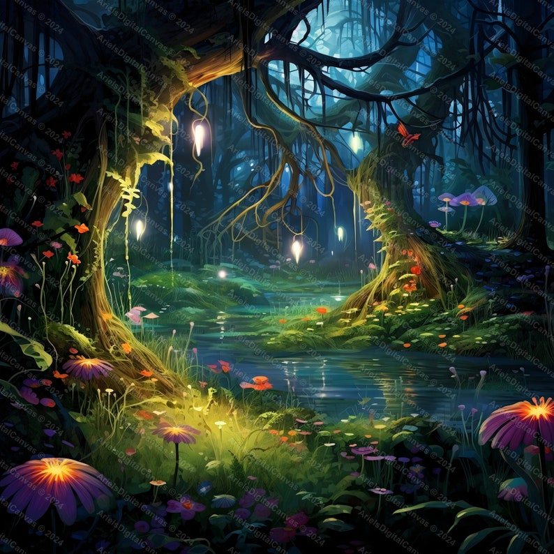 Enchanted Fairy Glade Digital Paper Magical Nature Inspired Design ...