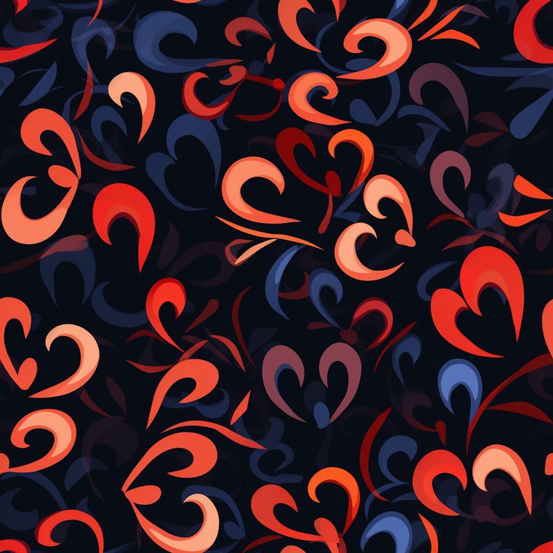 Seamless Love Pattern Digital Art Romantic Heart Design - Etsy