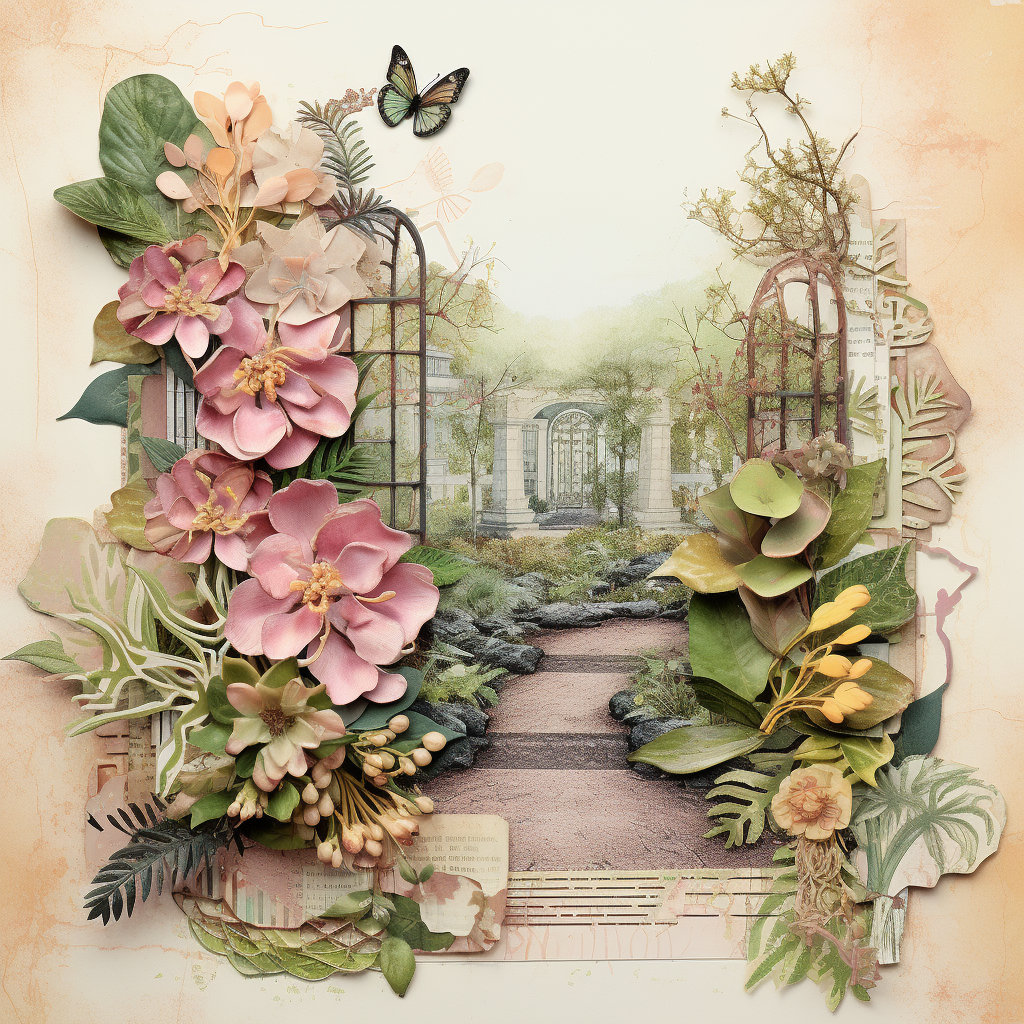 Botanical Garden Digital Paper Pack Vibrant Scrapbook Paper Style ...