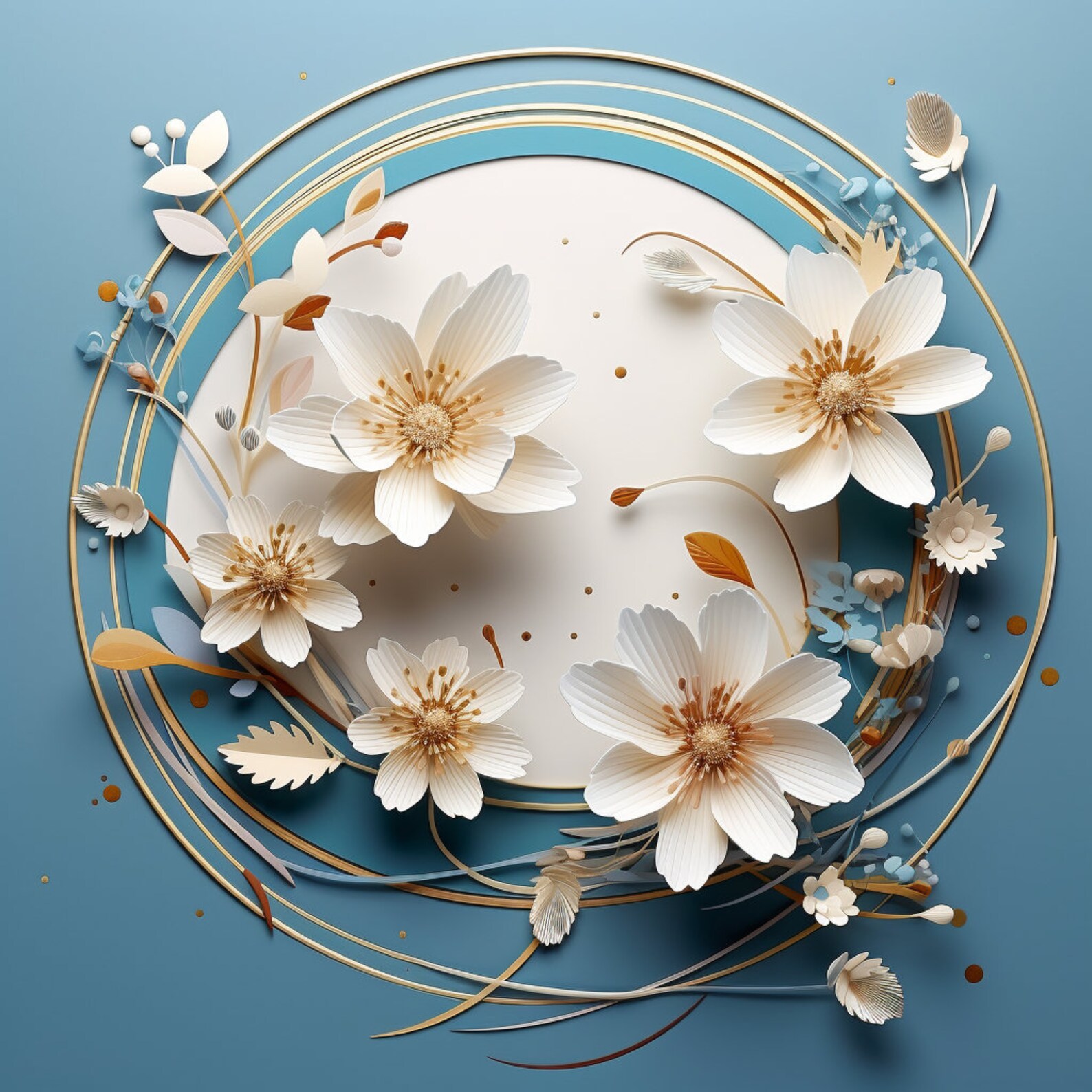 Digital Sale Ephemeral Flower Circles Delicate 3D Botanical Art Unique ...