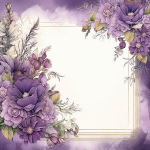 Elegant Purple Floral Digital Paper Vintage Wild Flowers Design ...
