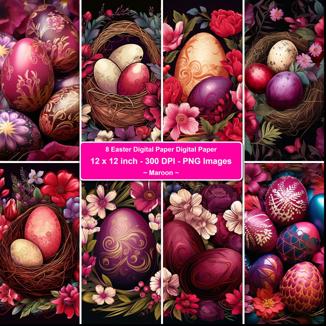 Easter Egg Digital Paper Printable Scrapbook Paper Easter Cards Digital ...