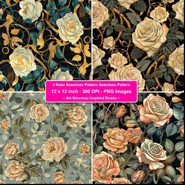 Black and White Rose Seamless Pattern for Luxurious Design Projects ...
