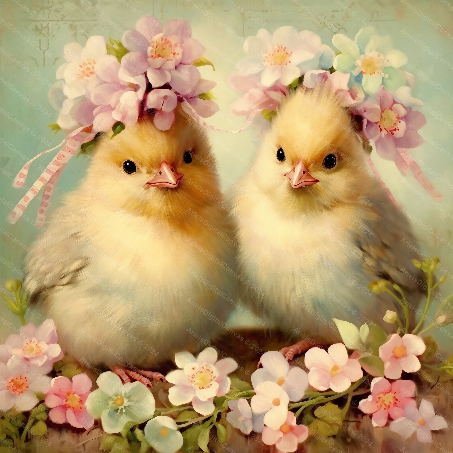 Easter Chicks Digital Paper Yellow Chicks Digital Paper Celebration Vintage Chicks Digital Paper ...