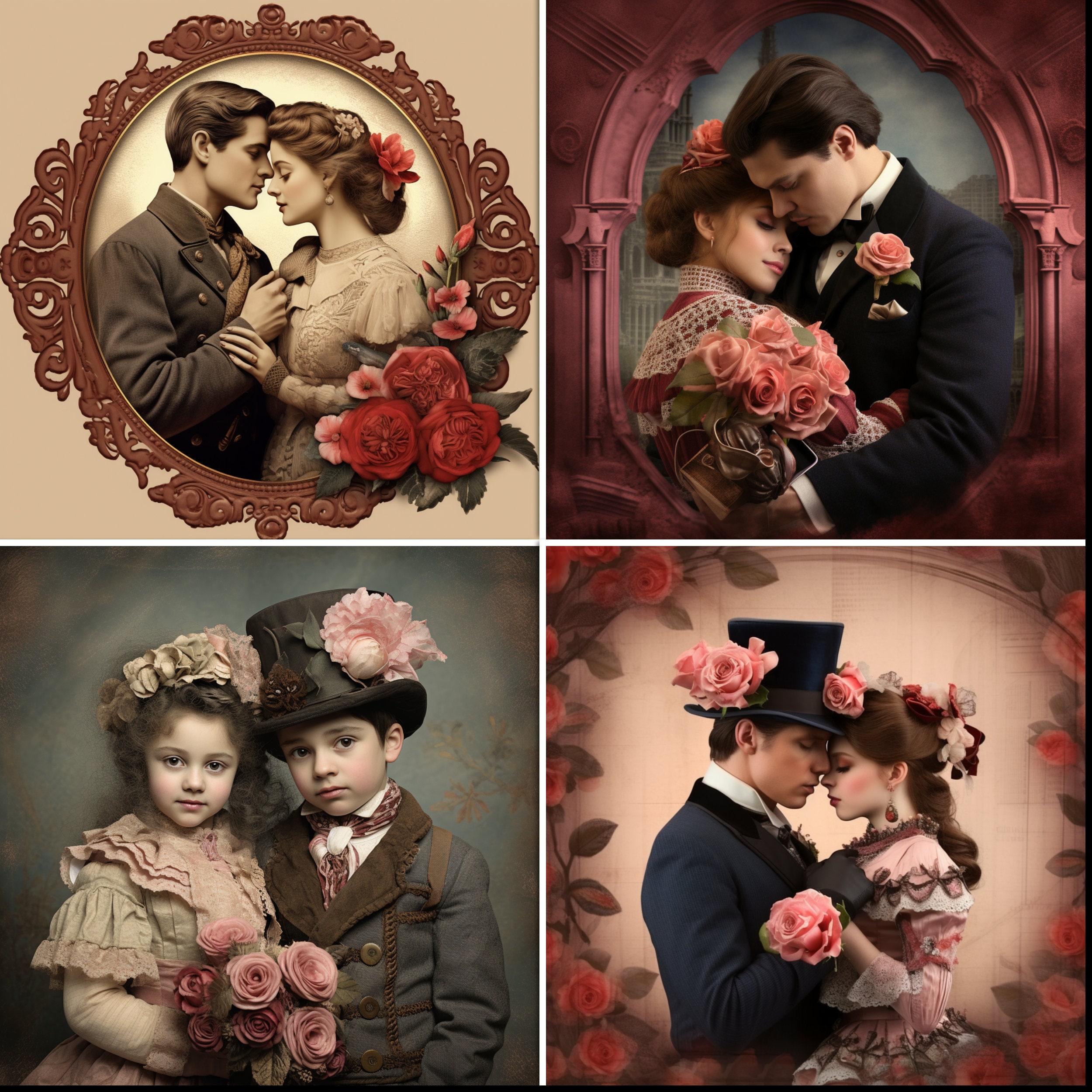 Victorian Scrapbooking Digital Paper Cute Vintage Valentine's Day ...